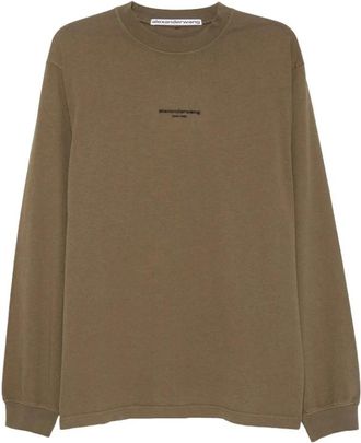Alexander Wang Logo Print Langarmshirt - - Tops - Damen - Braun - M