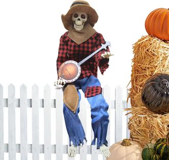 Generic Halloween-Skelett-Dekorationen - Animiertes Banjo spielt Skelett, dekorative Heimdekoration, gruselige Musikskelette verstellbar, gemeinsam | Spektral