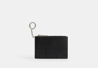 Coach Kartenetui Mit Rei&szlig;verschluss Und Schl&uuml;sselring Aus Leder Mit Schachbrettmuster