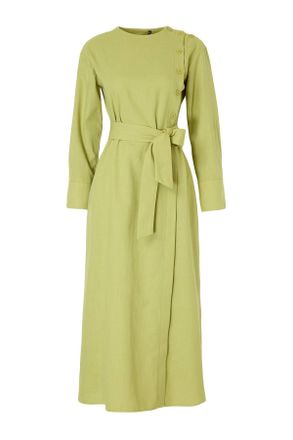 Trendyol Modest Damen Gr&uuml;n Einfarbig Maxi Lang Casual A-Linie Modest Kleider
