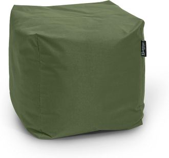 BuBiBag Sitzpouf für Outdoor Sitzsack, Fußhocker ideal für Gaming Sitzsäcke, Wetterfest, Outdoor Pouf (35x35x35cm, Khaki)