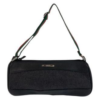 Gucci Sac bandouli&egrave;re en toile et cuir Pre-owned - Femme - Pre-owned - Noir - Taille: ONE Size
