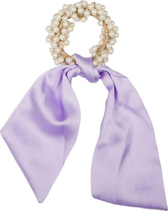 styleBREAKER Haarschmuck Perlen Haargummi mit Satin Schleife