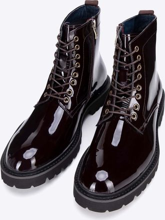 Wittchen Herren-Kampfstiefel aus Lackleder, bordeauxrot