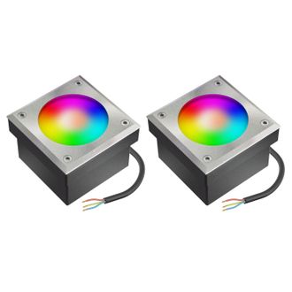 LEDs Com 2x LED Pflasterstein NEOLUM f&uuml;r au&szlig;en, IP67, eckig, 10 x10cm, inkl. GX53 RGB Leuchtmittel, 670lm, Smart Home