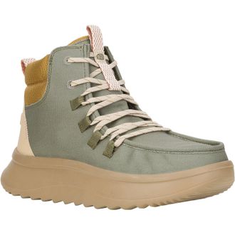HeyDude Wendy Peak Apres PU beschichtetes Segeltuch Damen Olive Stiefel