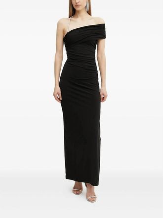 H&eacute;rve L&eacute;ger Olivia Crystal-embellished One-shoulder Maxi Dress
