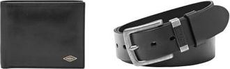 Fossil Homme Ryan Portefeuille en Cuir Noir et Ceinture Jay, Coffret