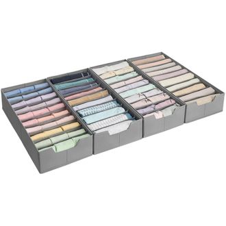 Songmics Unterw&auml;sche-Organizer 4er Set, Schubladen-Organizer f&uuml;r IKEA PAX Kleiderschrank, mit Trennw&auml;nden, Kleiderschrank-Organizer faltbar, 50 x 22 x 10 cm f&uuml;