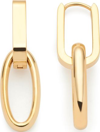 Leonardo Kreolen Mathilde 1 Paar - Ohrhänger aus goldfarbenem Edelstahl - abnehmbare Kettenglied-Anhänger - Chunky Chain Look - Schmuck Geschenk für Frauen - 0