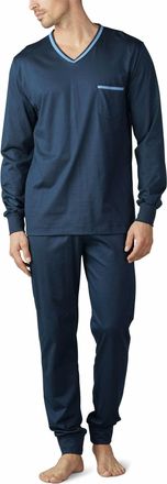 Mey Nachtwäsche Serie Leongatha Herren Schlafanzüge lang Yacht Blue S(48)