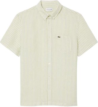 Lacoste Homme, Chemises, Multicolore, Taille: XL Chemise en Lin Manches Courtes Coupe Standard
