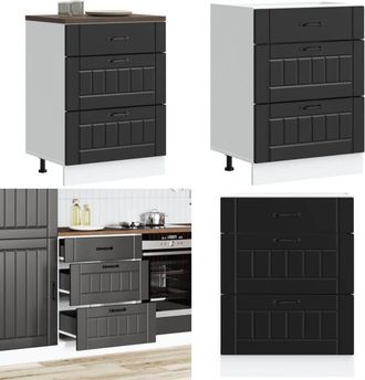 vidaXL Vidaxl - Armoire de cuisine Lucca noir bois ding&eacute;nierie