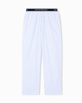 Emporio Armani Herren Yarn Dyed Woven Pants Pyjamaunterteil, blau, M
