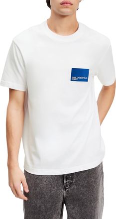 Karl Lagerfeld Herren, Regular Kurzarm-T-Shirt Mit Box-Logo, Normale Passform, Weiss, L