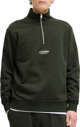 Jack & Jones JJESOHO Sweat Quarter Zip HN Noos Homme Sweat-Shirt Vert XL