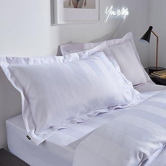 bianca Playboy Kissenbezug, weich, Satin, gestreift, Oxford, Wei&szlig;