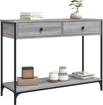 Generic Konsolentisch Verstellbarer, Holzwerkstoff, Konsolentisch f&uuml;r Wohnzimmer, Industrial Design, platzsparend f&uuml;r schmale R&auml;ume, gepr&auml;gte Oberfl&auml;che (Schw