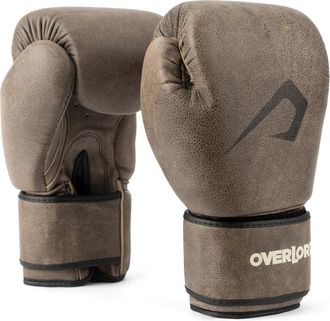 Overlord Old School Leder Boxhandschuhe - f&uuml;r Muay Thai, Box (Braun 10 12 14 16oz) (14oz)