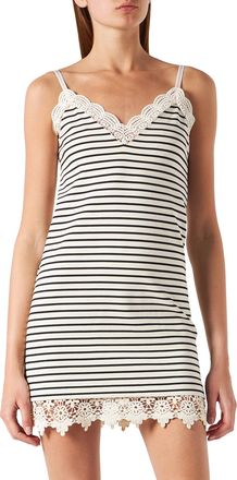 Pinko Damen Orvieto Abito Punto Roma Rigat Kleid, Ceb_Ecru/Navy, 34