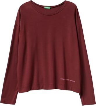 Benetton Maglia G/C M/L 36mx3m07b Haut de Pijama, Rouge, L Femmes