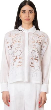 Max Mara Femme, Blouses et Chemises, Blanc, Taille: 42 FR Camicia ricami