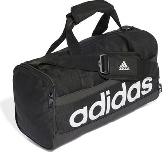 adidas Unisex Essentials Linear Duffel Bag, Black / White, XS