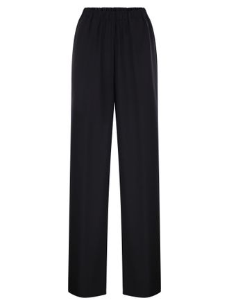 Fabiana Filippi Pantalon large en laine stretch avec taille &eacute;lastiqu&eacute;e