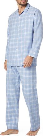 Novila Herren Pyjama blau Baumwolle gemustert