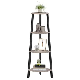 Vasagle &Eacute;tag&egrave;re dangle, Biblioth&egrave;que 4 Niveaux, &Eacute;tag&egrave;re &Eacute;chelle, Meuble de Rangement, Porte-Plante pour Salon, Style Industriel, avec Cadre en Acier, Gr&egrave;ge et