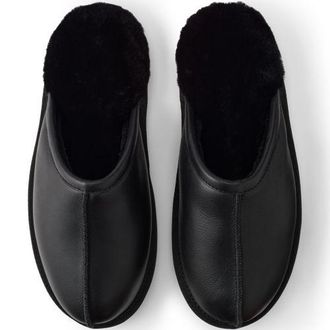 Lands End Lederpantoletten, Herren, Größe:47 regular, Schwarz, Leder, by Lands End