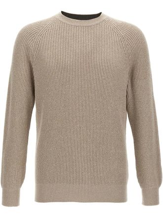 Brunello Cucinelli hoodie &agrave; bords nervur&eacute;s - Tons neutres
