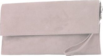 modamoda.de cuir italien embrayage Petit Suede T151, Couleur:Rose Beige clair