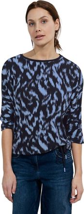 Cecil Damen T-Shirt mit Muster universal blue XL