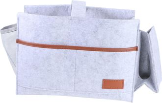 SOLUSTRE Aufbewahrungstasche Zum Hängen Aus Filzmaterial Nachttisch-Organizer Mit Taschen Für Handy Bücher Wasserbecher Für Bett Sofa Schlafzimmer