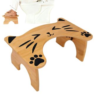 Generic Toiletten Fu&szlig;hocker f&uuml;r Erwachsene | Klappbarer Rutschfester Trittstuhl - 18 cm H&ouml;he Zusammenklappbarer Toilettenhocker aus Holz - F&uuml;r Senioren Im Bad