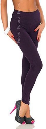 FUTURO FASHION Legging long - extensible/taille haute - poches - tailles 36 &agrave; 50 - LPK - Prune - 38