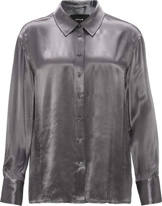 OPUS Damen Langarmbluse | Satinbluse FENZY Loose aus fließender Viskose Graphite Glaze, 36