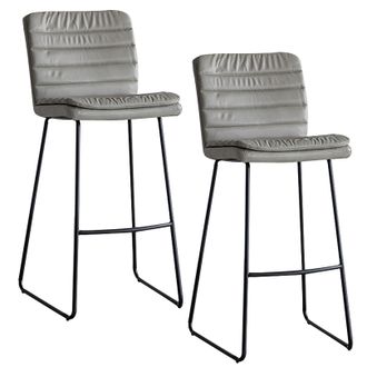 Generic Barhocker, Barhocker mit R&uuml;cken- und Fu&szlig;st&uuml;tze, mit PU-Leder bezogene Barhocker in Tresenh&ouml;he, einfache Montage, Sitzh&ouml;he 76 cm