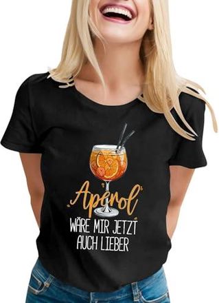 Generic T-shirt pour femme - Costume Aperol Spritz - Col rond - T-shirt d&eacute;t&eacute; amusant - Pour cocktail, f&ecirc;te, &eacute;v&eacute;nements - T-shirt l&eacute;ger - D&eacute;contract&eacute; - T-shirt