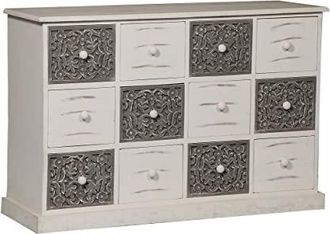 Menzzo Changmay Kommode aus Holz mit 12 Schubladen Grau & Weiß
