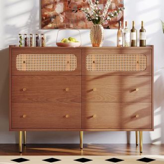 Need Commode &agrave; 6 Tiroirs, Meuble de Rangement, Armoire &agrave; Tiroirs, Table Console, Highboard Sideboard Buffet pour Chambre &agrave; Coucher, Salon, Couloir ou