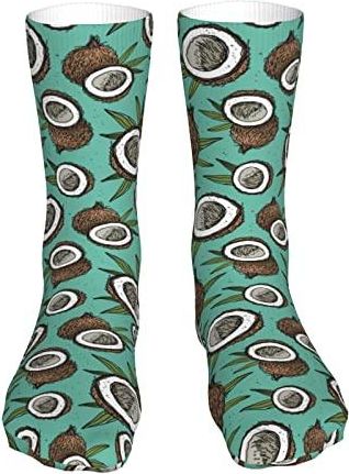 AOOEDM Chaussettes Motif Fruits Tropicaux de Noix de Coco pour Femme Homme Sport Travail Chaussettes Courtes Confort Mi Tube Bas 40 Cm