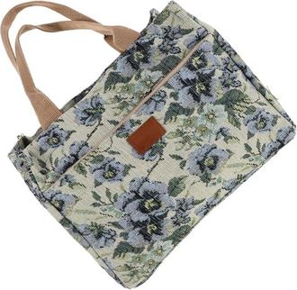 Hemobllo UPKOCH Paquet Fourre-Tout en Toile Imprim&eacute;e Fleurie pour Femme Paquet &agrave; Main Vert Floral Fermeture &Eacute;clair Grand Compartiment et Rangements Int&eacute;rieurs 