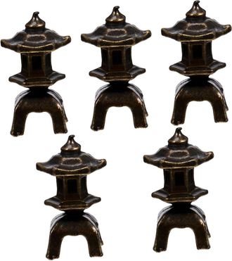 Pretyzoom 5st&uuml;cke Vintage Mini Pagoda Statue Kupferlegierung Japanische Gartenlaterne F&uuml;r Zen- Bonsai-Dekoration Und - Eine Friedliche Im Freien