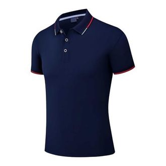 Generic Polo d&eacute;t&eacute; pour homme - En soie - Col en V - Manches courtes, Marine, 3XL