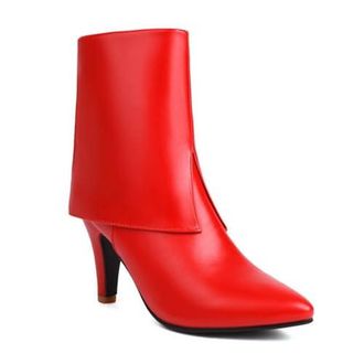 Generic Bottines &agrave; talons aiguilles avec fermeture &eacute;clair lat&eacute;rale pour femme, Rouge, 40.5 EU