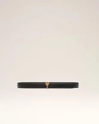Ami Ami Paris - Ceinture noire 25mm en cuir de vachette boucle Ami de Coeur Noir - Taille : 105 - Unisex