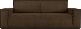 Konsimo Napi Sofa 3 Sitzer, mit Schlaffunktion, in Pet Friendly Cord-Stoff, braun - Konsimo