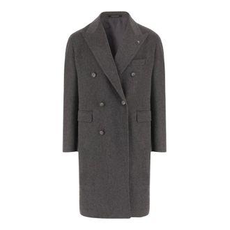 Tagliatore Homme, Manteaux, Gris, Taille: L Manteau crois&eacute; en laine &agrave; revers pointus